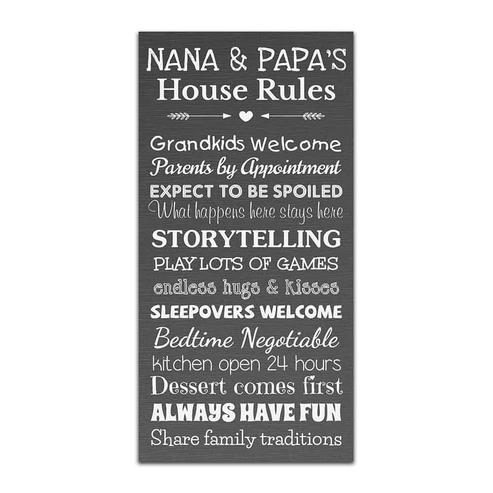 Nana and Papa House Rules Wall Art Canvas Sign | 365Canvas