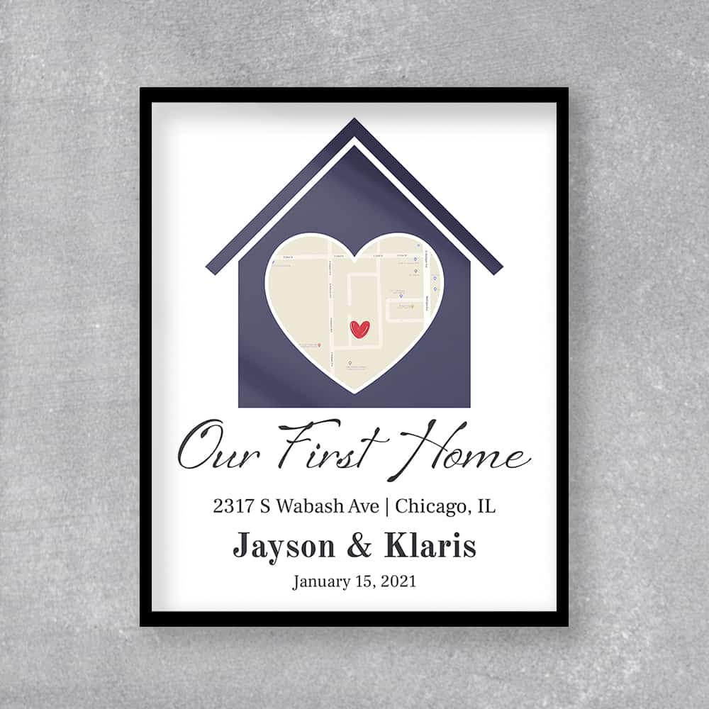 “Our First Home” Custom Map Framed Print | 365Canvas