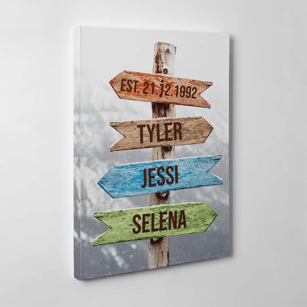 Personalized Mountain Family Street Sign Canvas Print | 365Canvas