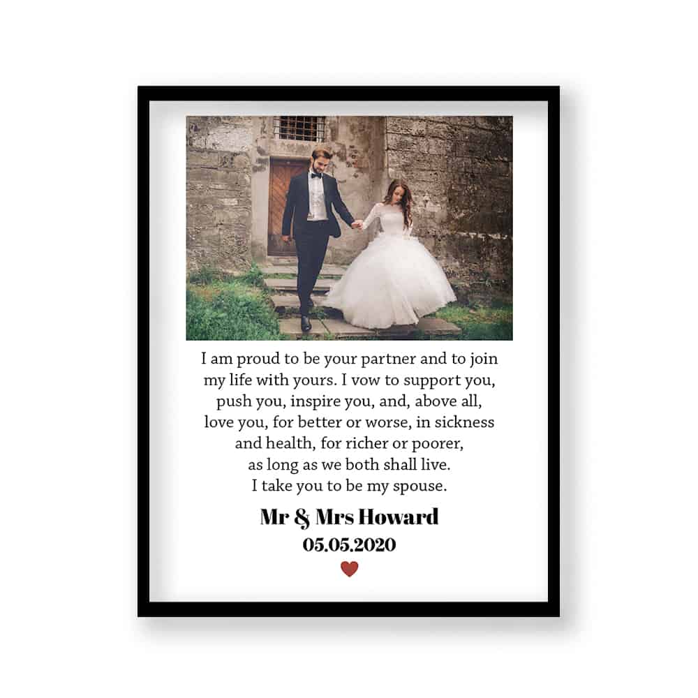 Newlyweds Wedding Vows Anniversary Photo Framed Print | 365Canvas