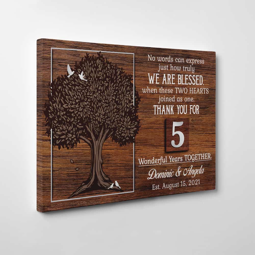Thank You for 5 Wonderful Years Together Custom Canvas Print | 365Canvas