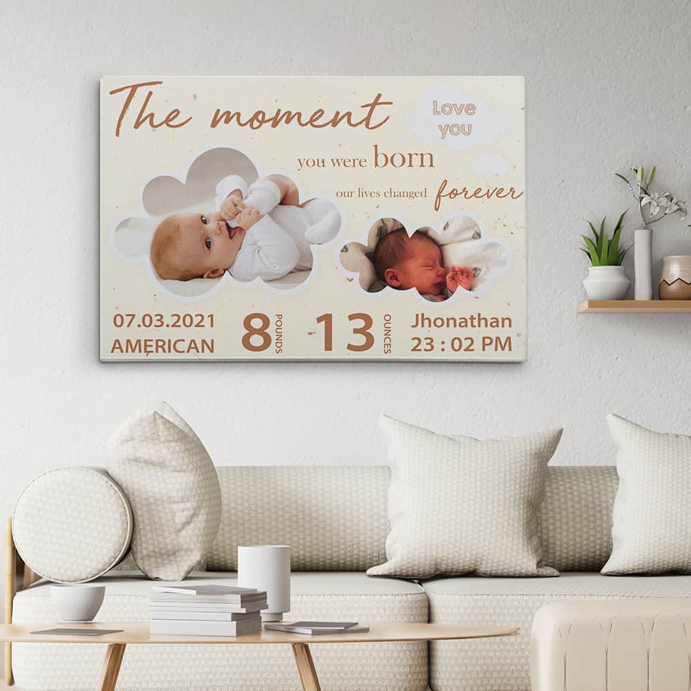 The Moment You Were Born Our Lives Changed Forever Custom Canvas Print ...