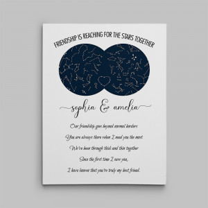 Best Friend Double Star Map Canvas Print | 365Canvas