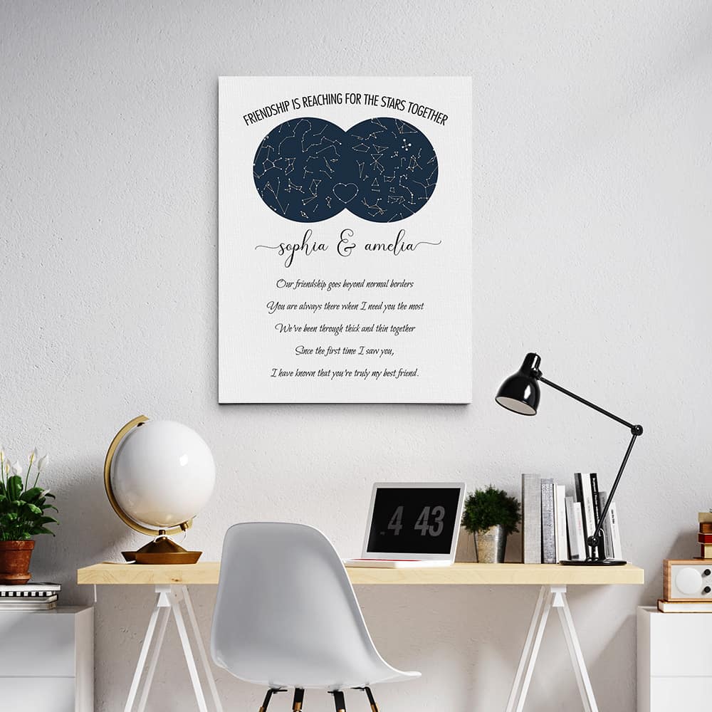 Best Friend Double Star Map Canvas Print | 365Canvas