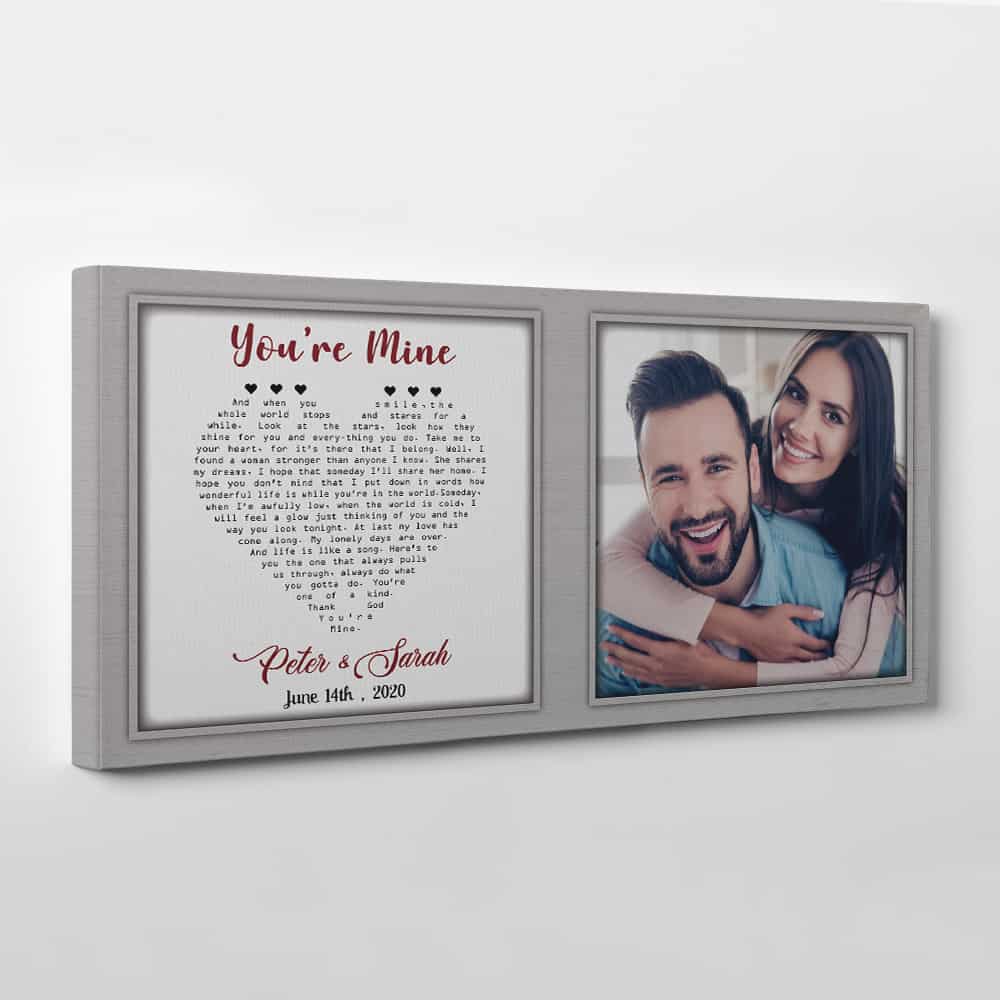 Custom Song Lyrics And Photo Window Frame Style Canvas Print | 365Canvas