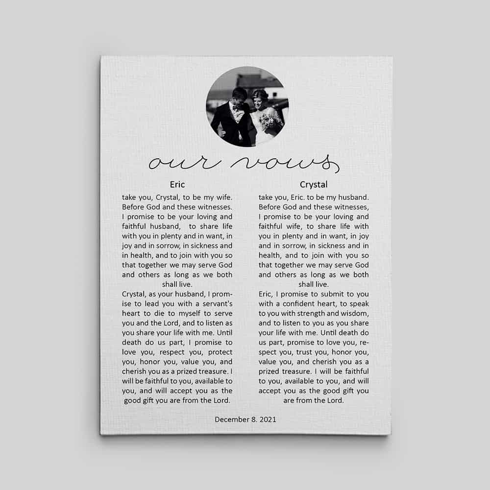 Custom Wedding Vows On Canvas | 365Canvas