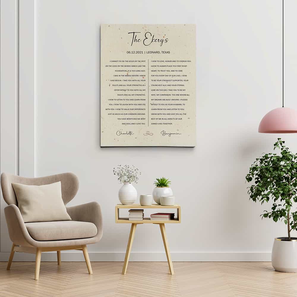 Wedding Vow Custom Text Canvas Print | 365Canvas