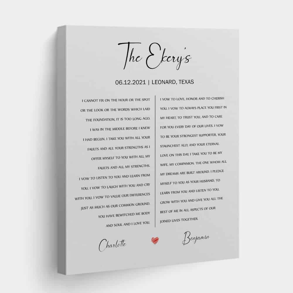 Wedding Vow Custom Text Canvas Print | 365Canvas