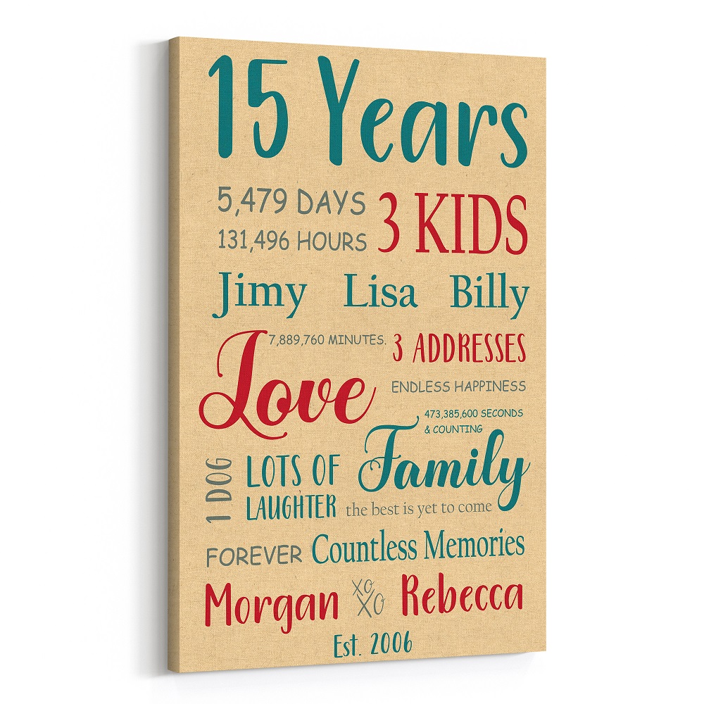 15 Years of Marriage Canvas - Milestone Custom - Countless Memories ...