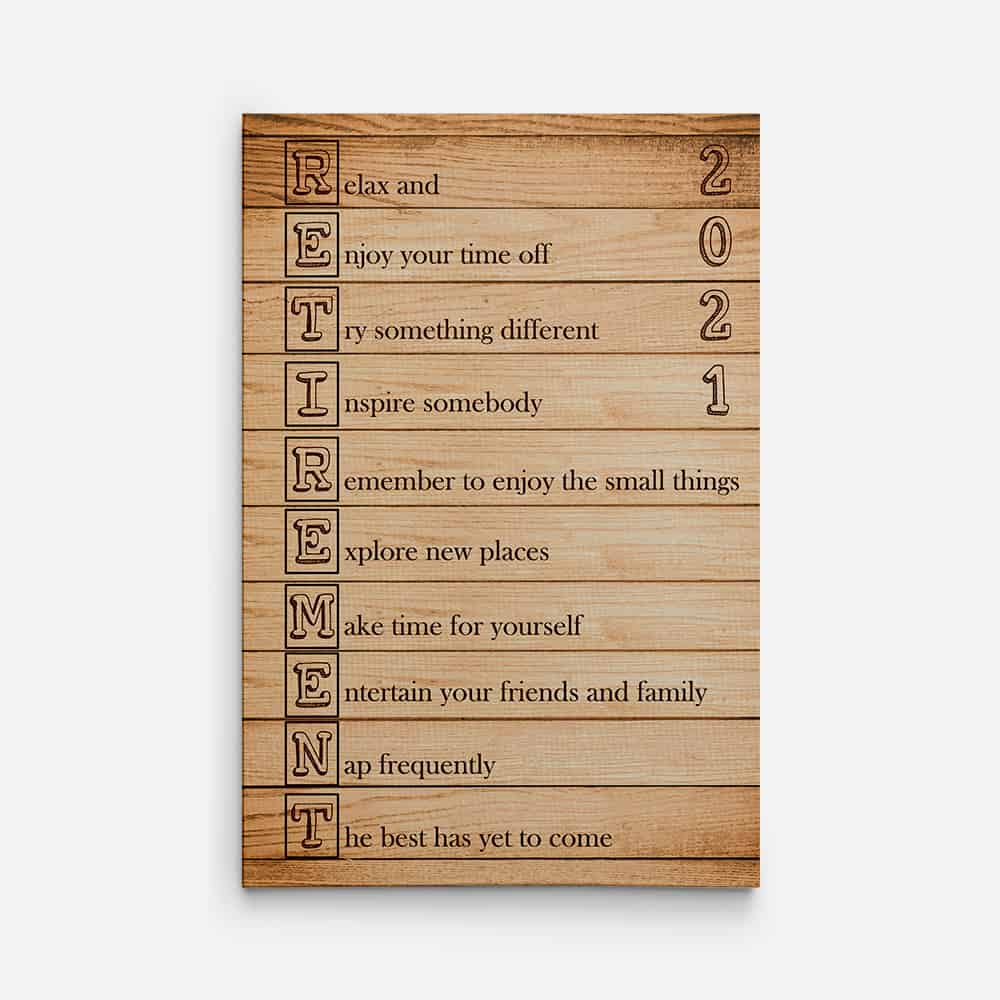 Retirement Acrostic Poem Canvas Sign | 365Canvas