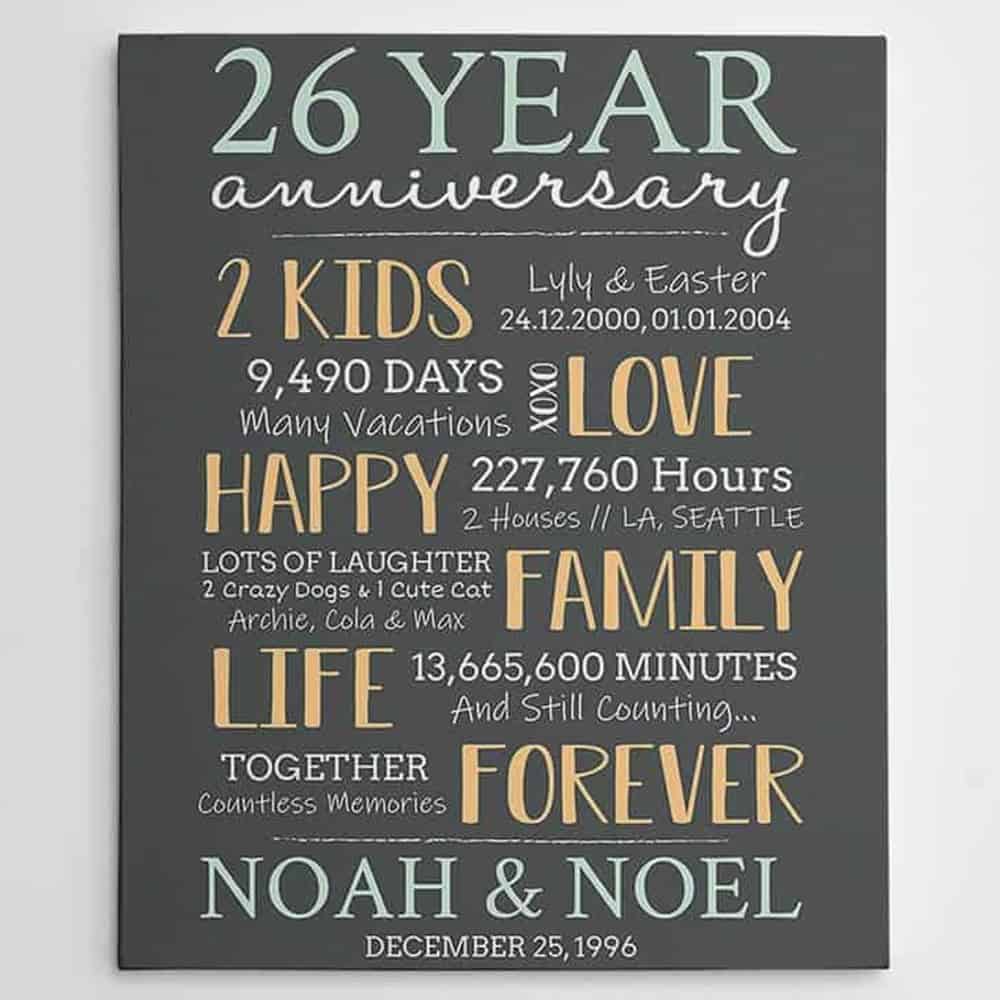 26th anniversary gift store