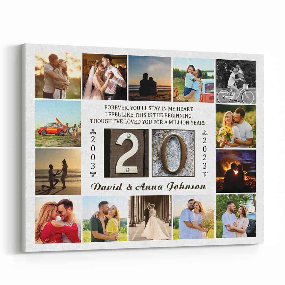 20 Years Forever You’ll Stay In My Heart 14 Photo Collage Canvas Print ...