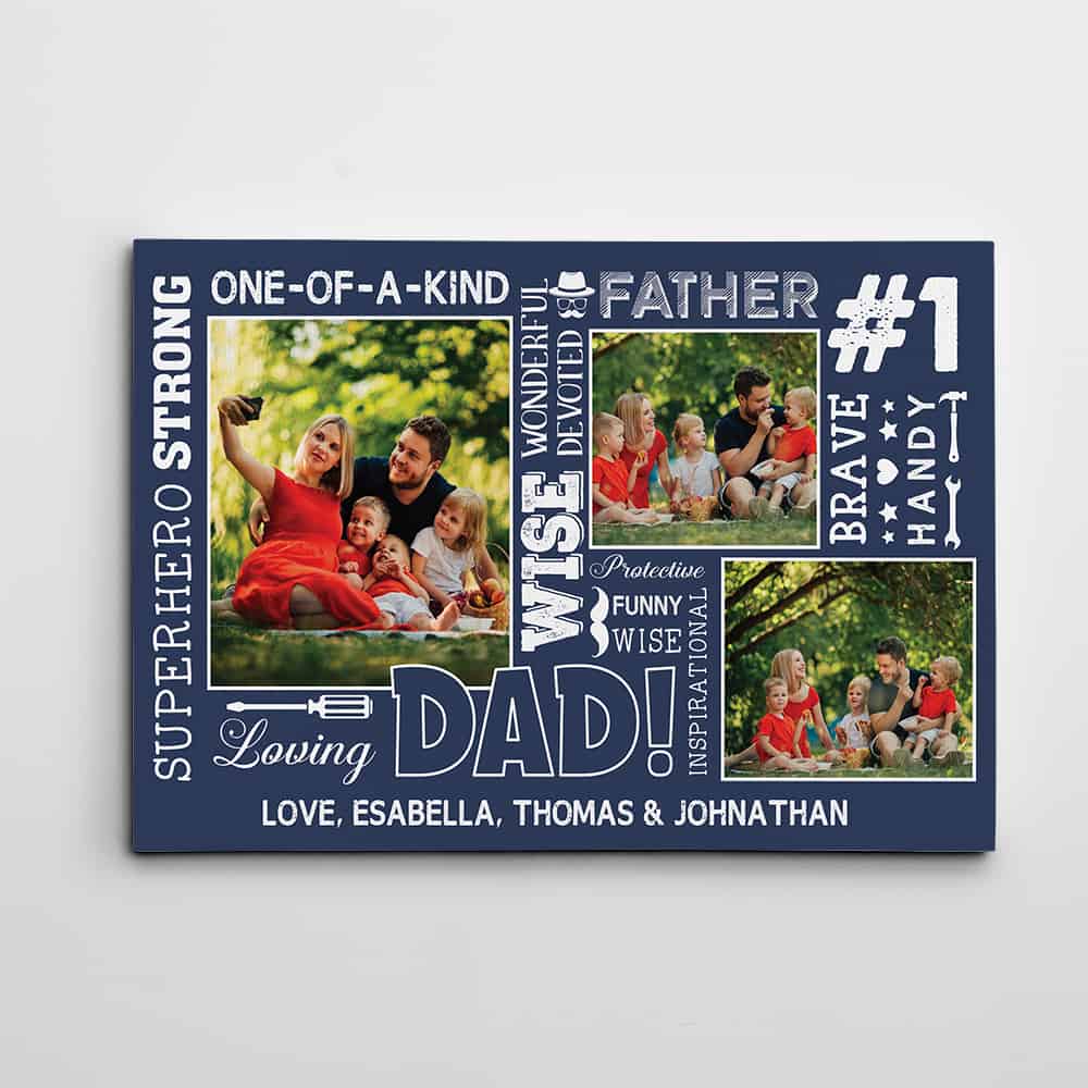 Dad Word Cloud With Photo Collage Canvas Print | 365Canvas