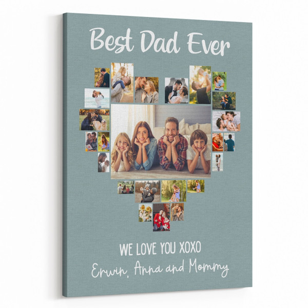 “Best Dad Ever” Heart-Shaped Photo Collage Canvas Print | 365Canvas