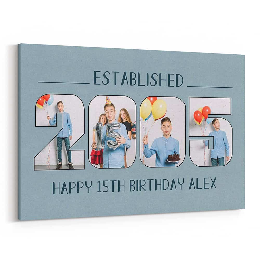 Custom Established Birth Year - Birthday Photo Canvas Print | 365Canvas