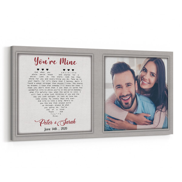 Custom Song Lyrics And Photo Window Frame Style Canvas Print | 365Canvas