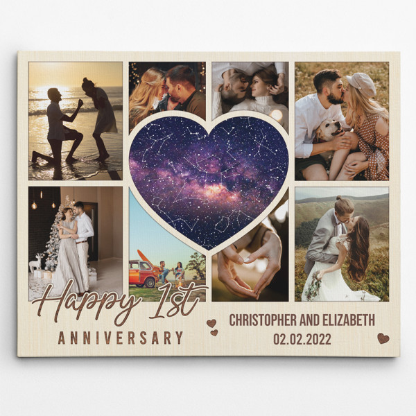 Custom Star Map Wedding Photo Collage Canvas Print | 365Canvas