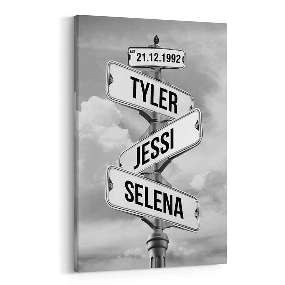 Family Street Sign Custom Multiple Names Canvas Print | 365Canvas