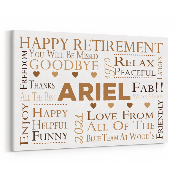 Happy Retirement Custom Word Art Canvas Print | 365Canvas