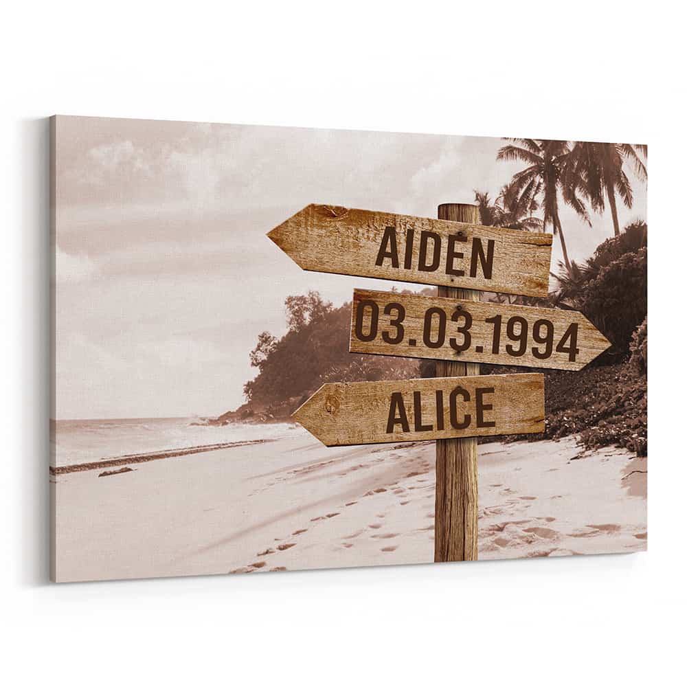 Personalized Street Sign Canvas Art Print - On The Beach | 365Canvas