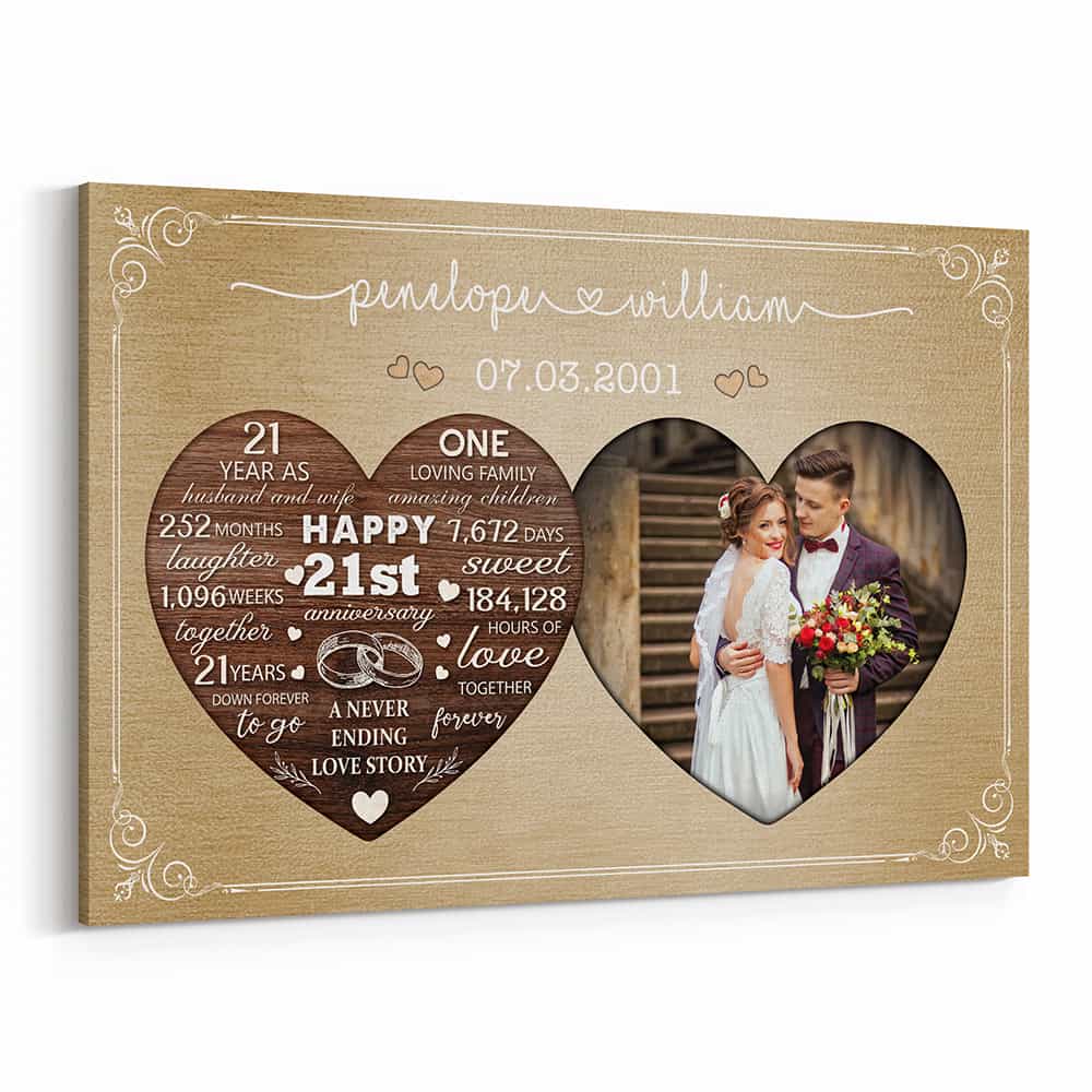 21 Years of Love Personalized Anniversary Canvas Print with Polaroid ...