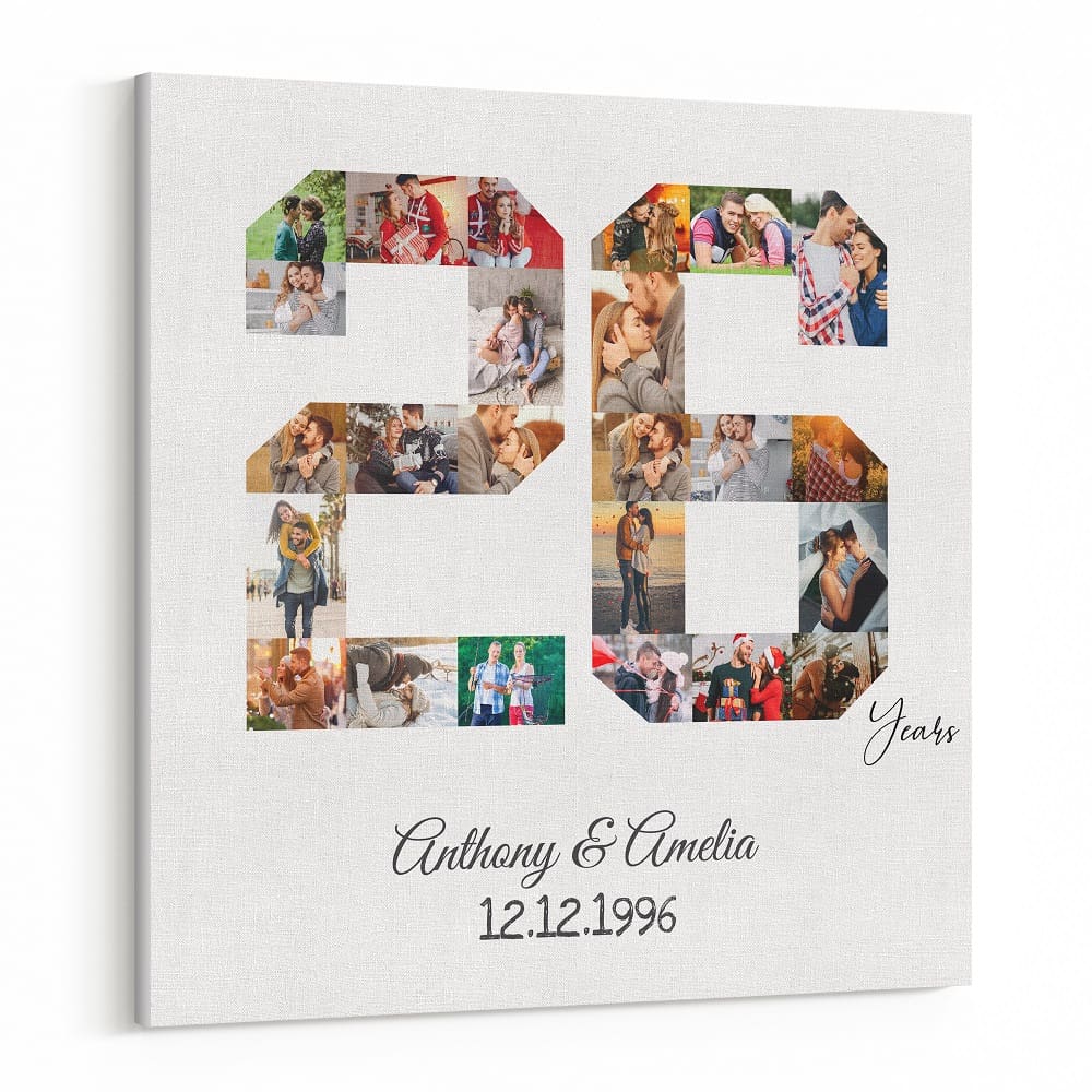 26 Year Anniversary Canvas - Custom Number Photo Collage 24 Pictures