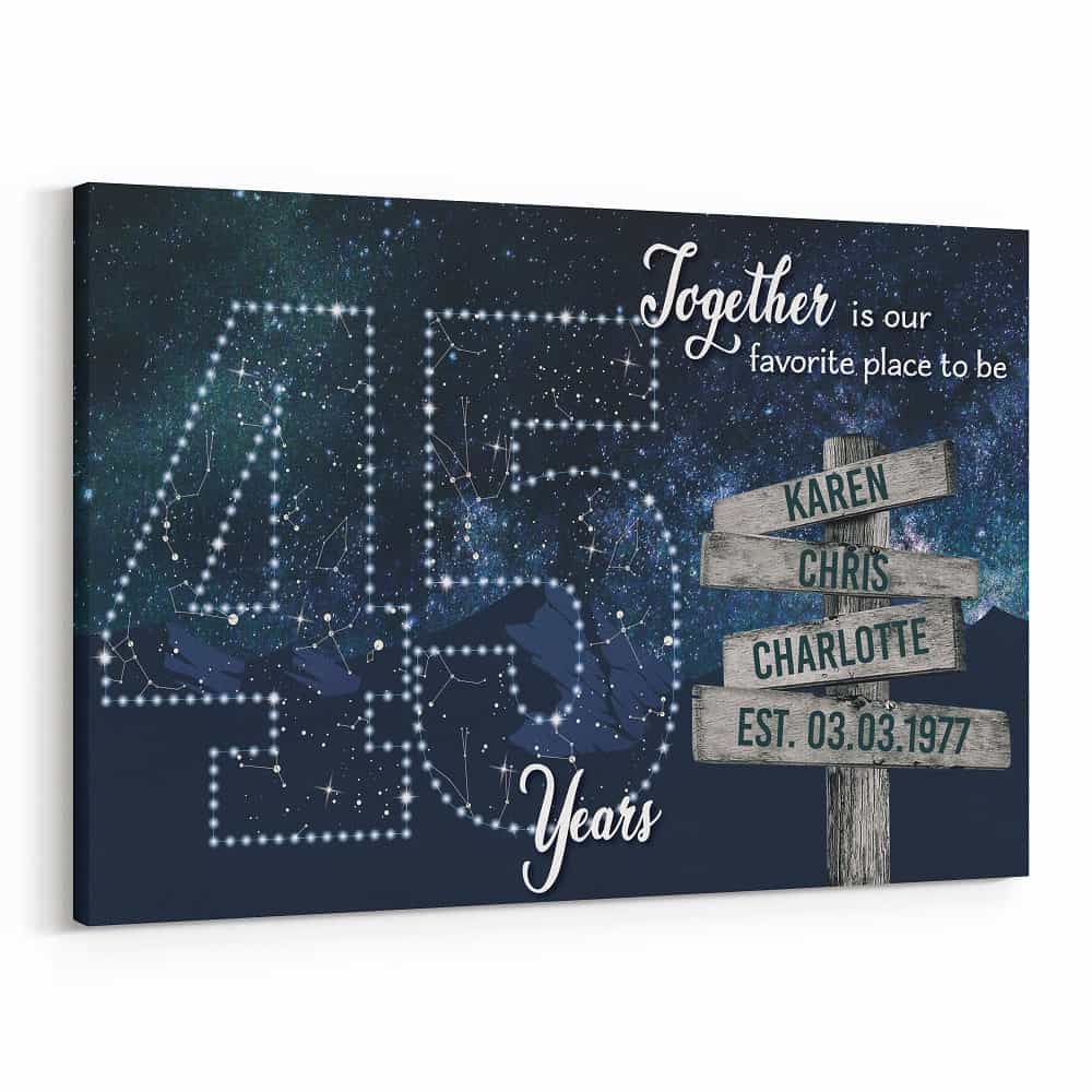 Together Is Our Favorite Place To Be Custom 45 Years Star Map Street ...