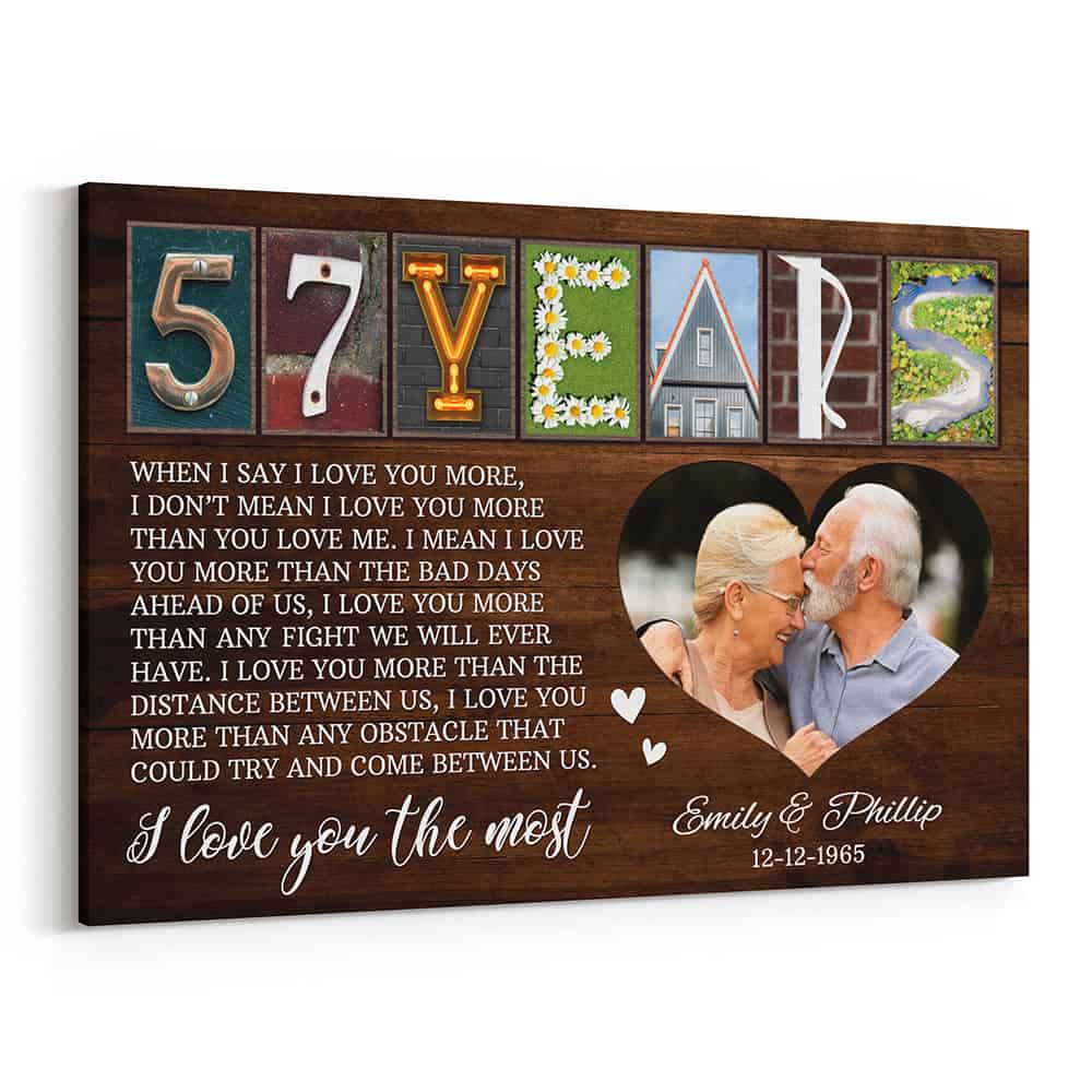 57th Anniversary Letter Art with Photo Canvas Print | 365Canvas