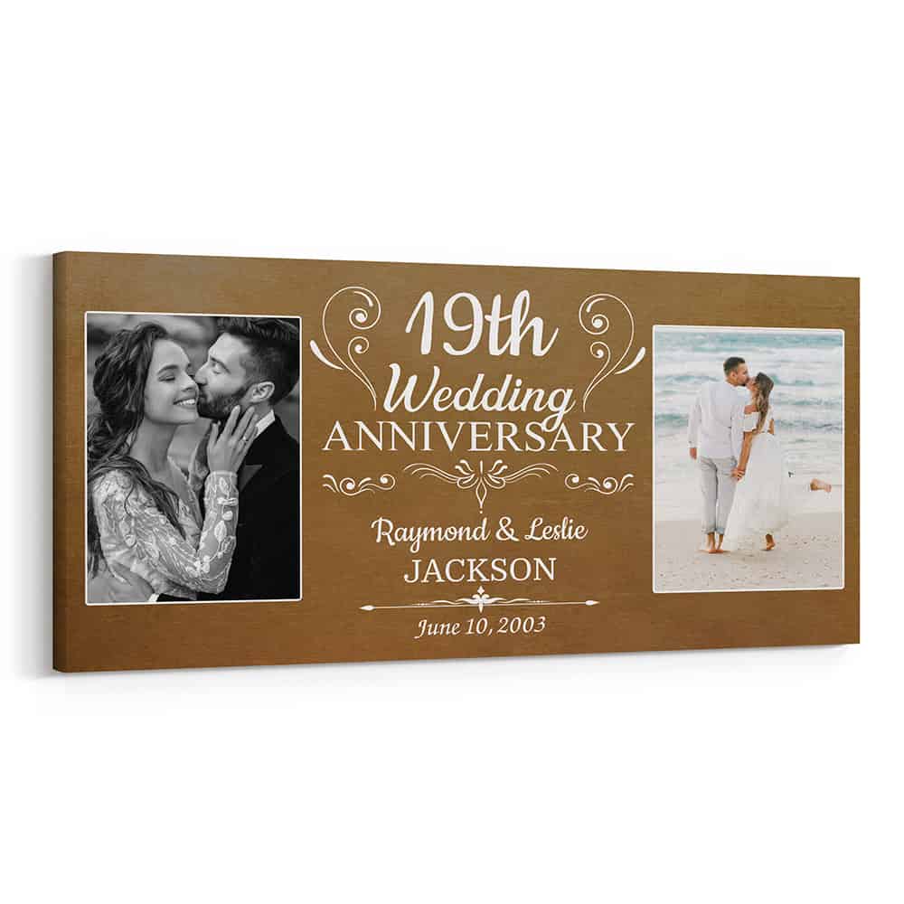19th Wedding Anniversary Picture Frame Canvas Print