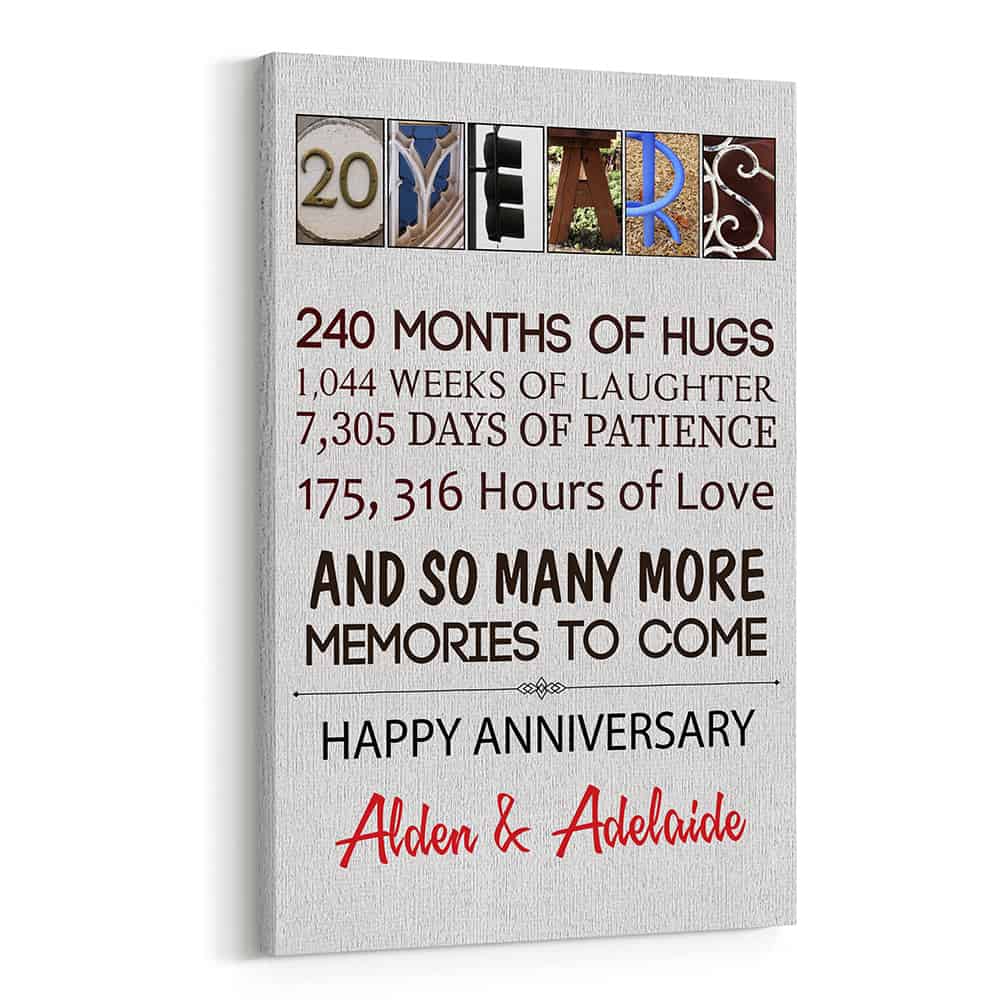 20-Year Anniversary Letter Art Canvas Print | 365Canvas