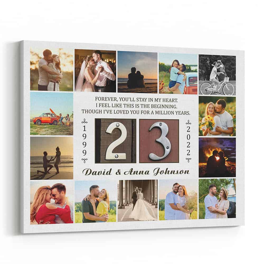 23rd Anniversary Heart Photo Collage Canvas Print | 365Canvas