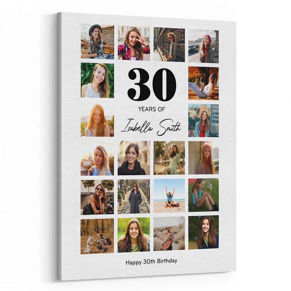 30th Birthday Gift Photo Collage Canvas Print | 365Canvas