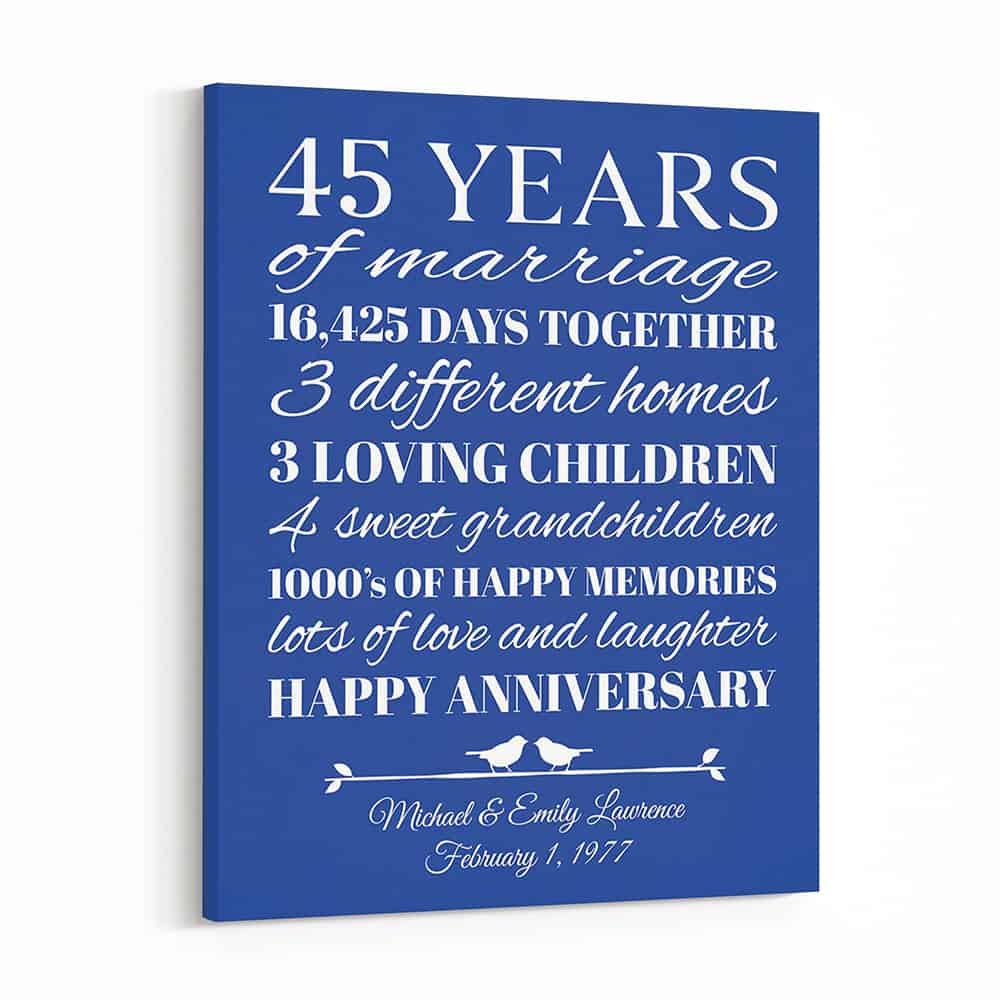 45 Years of Marriage Custom Canvas Print | 365Canvas