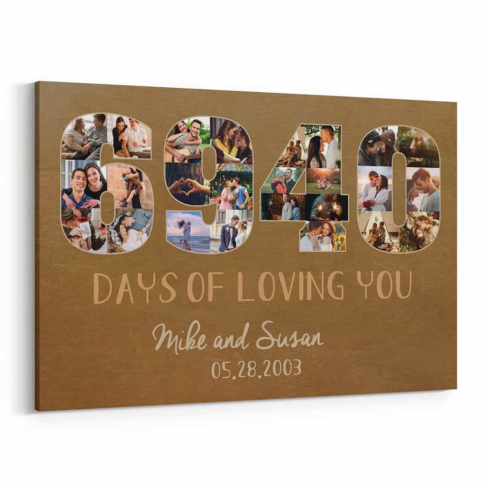 Custom Number 19 Photo Collage Milestone Canvas Print