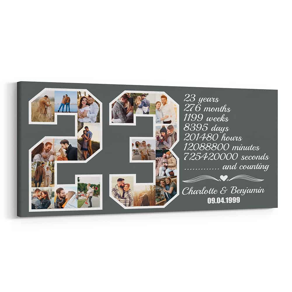 23rd Anniversary Letter Art With Photo Canvas Print | 365Canvas