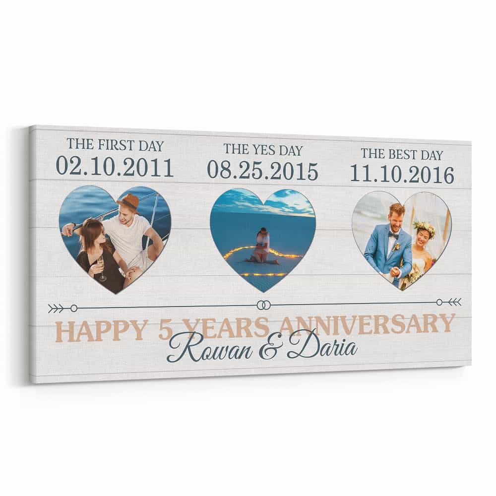 First Day, Yes Day, Best Day 5 Years Photo Custom Canvas Print | 365Canvas