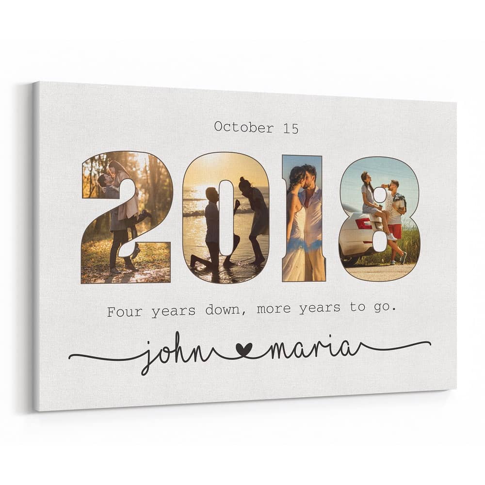 “Four Years Down, More Years to Go” Custom Anniversary Year Photo ...