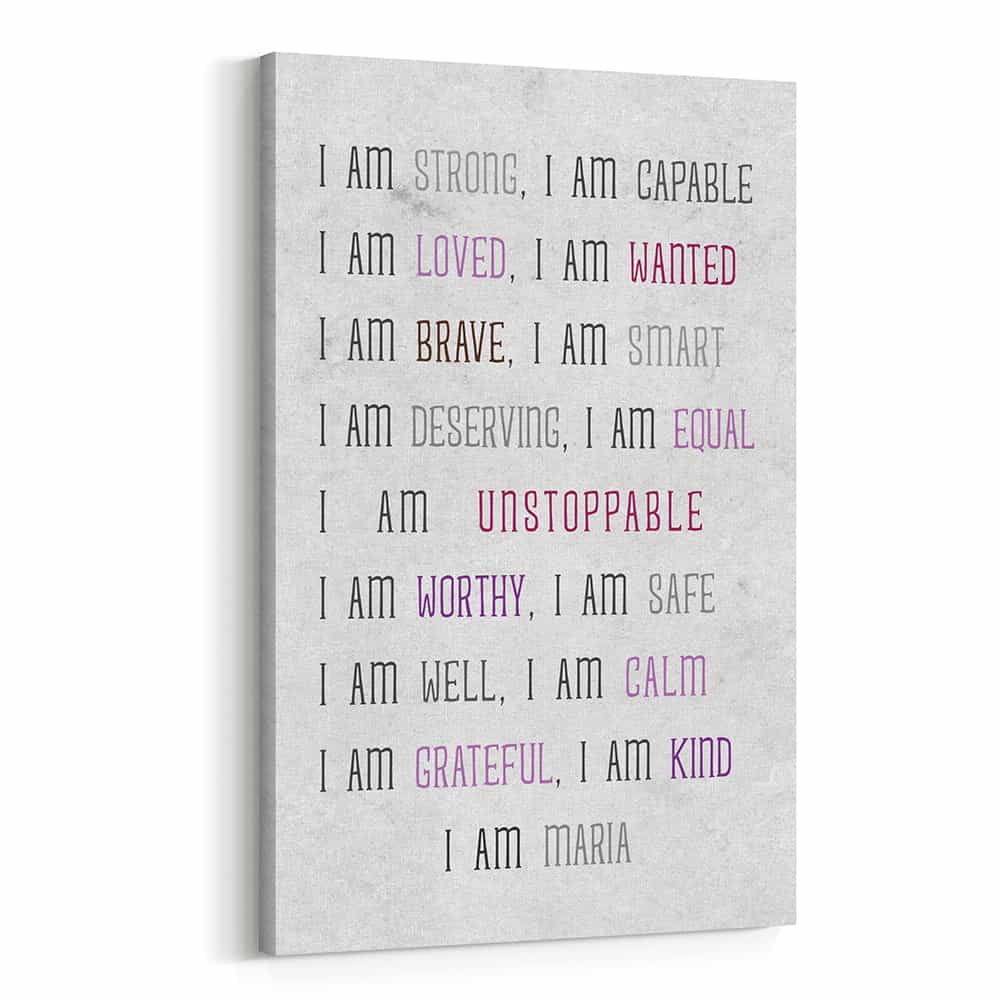 I Am Strong I Am Capable Custom Name Canvas Print | 365Canvas