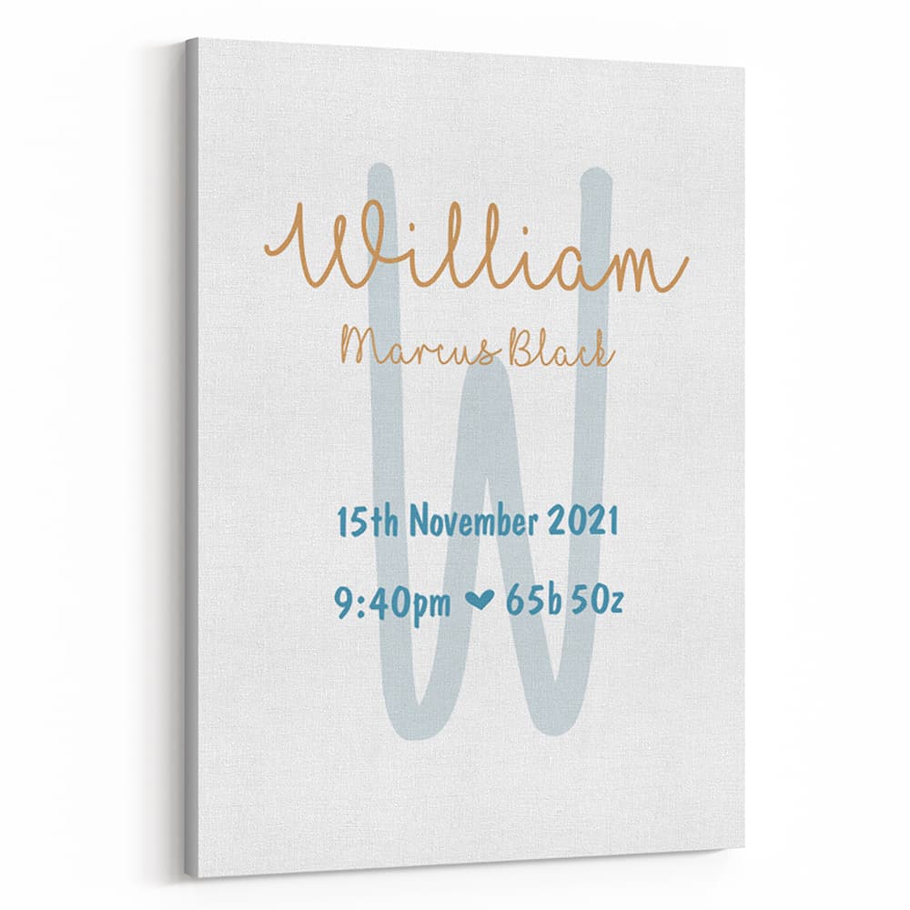 New Baby Custom Name Canvas Print | 365Canvas