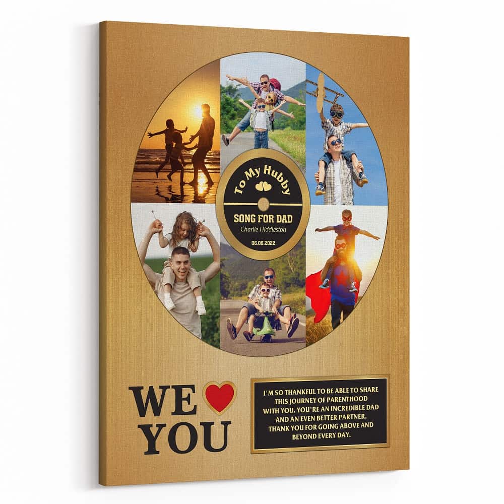 Vinyl Record Photo Collage For Dad Canvas Print | 365Canvas