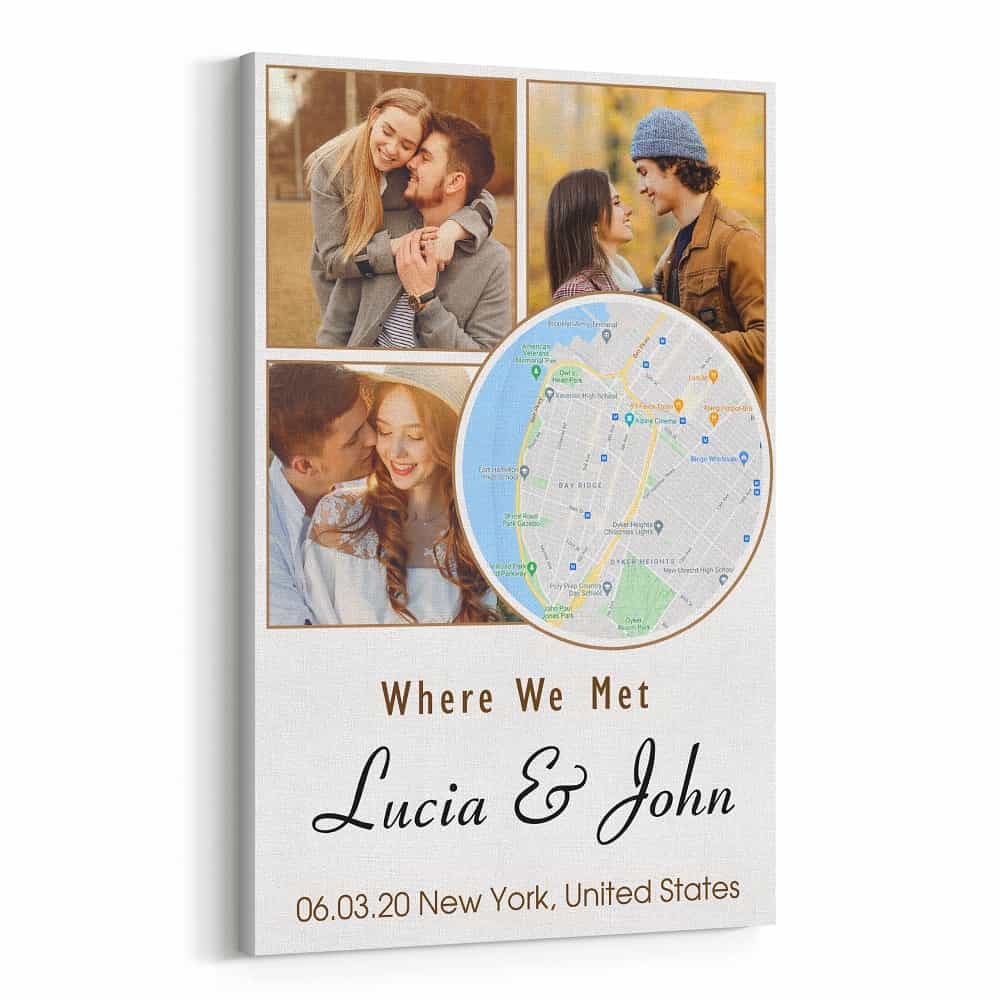 Where We Met Custom Text, Photo and Map Canvas Print | 365Canvas