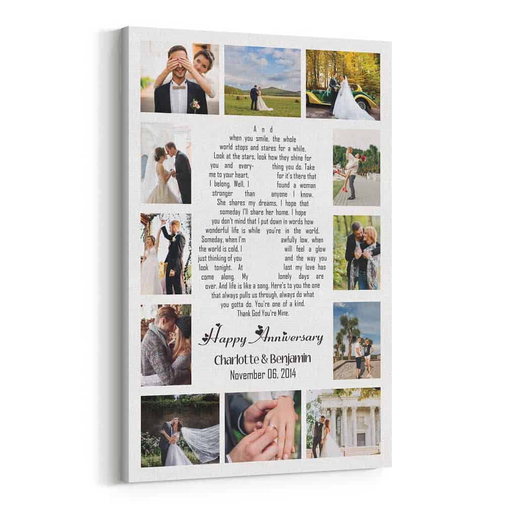 8 Years Anniversary Song Lyrics Word Art Number Photo Collage Canvas ...