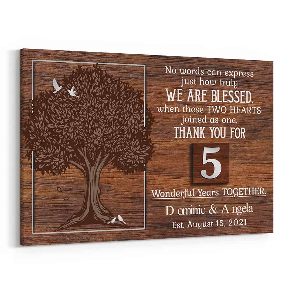 Thank You for 5 Wonderful Years Together Custom Canvas Print | 365Canvas