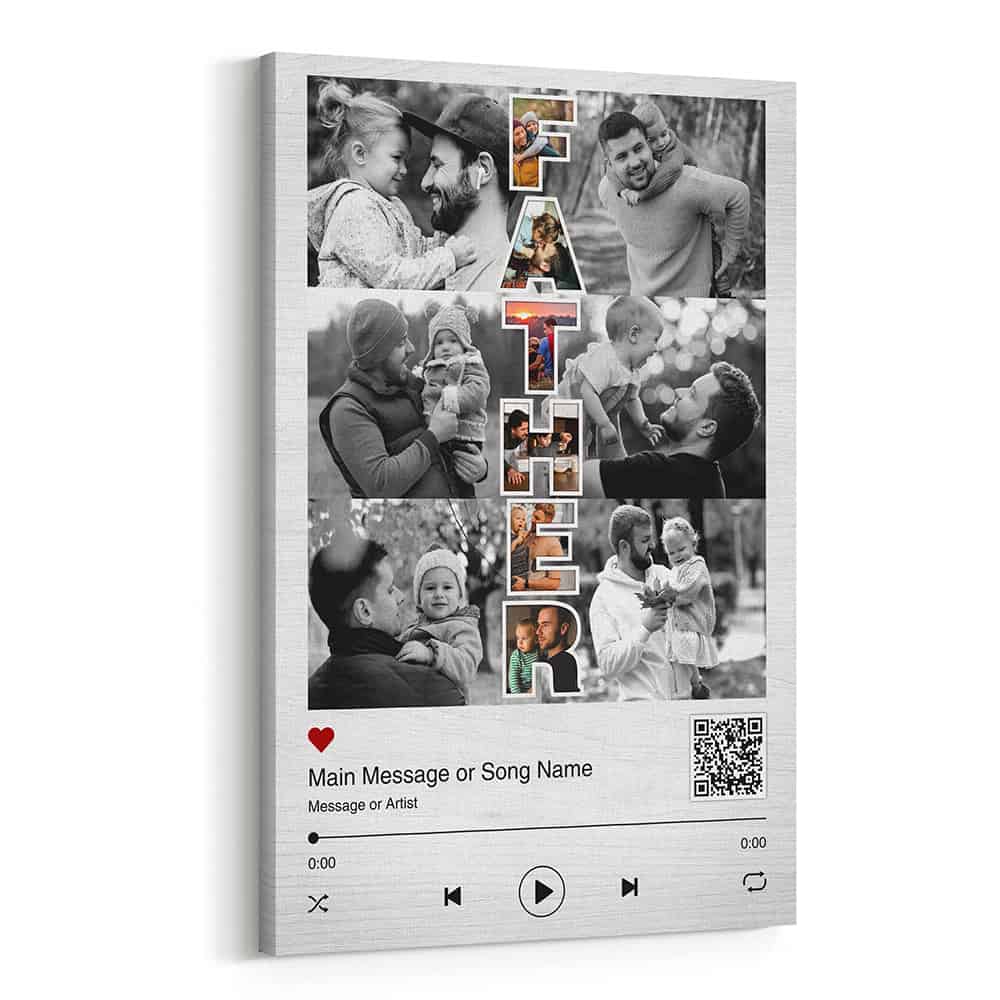 Father Art Message And Song With QR Code Custom Canvas Print | 365Canvas