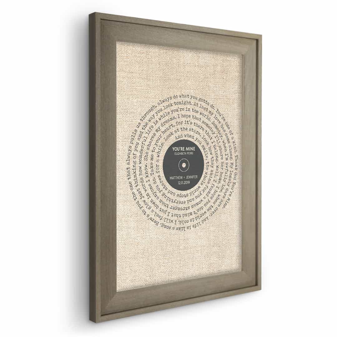 Personalized Vinyl Record Song Lyrics Linen Print | 365Canvas