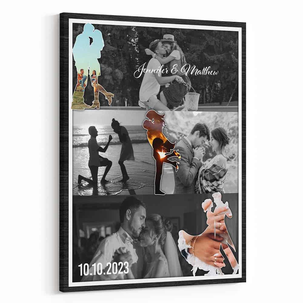 Couple Photo Collage (Met - Engaged - Married) Canvas Print | 365Canvas