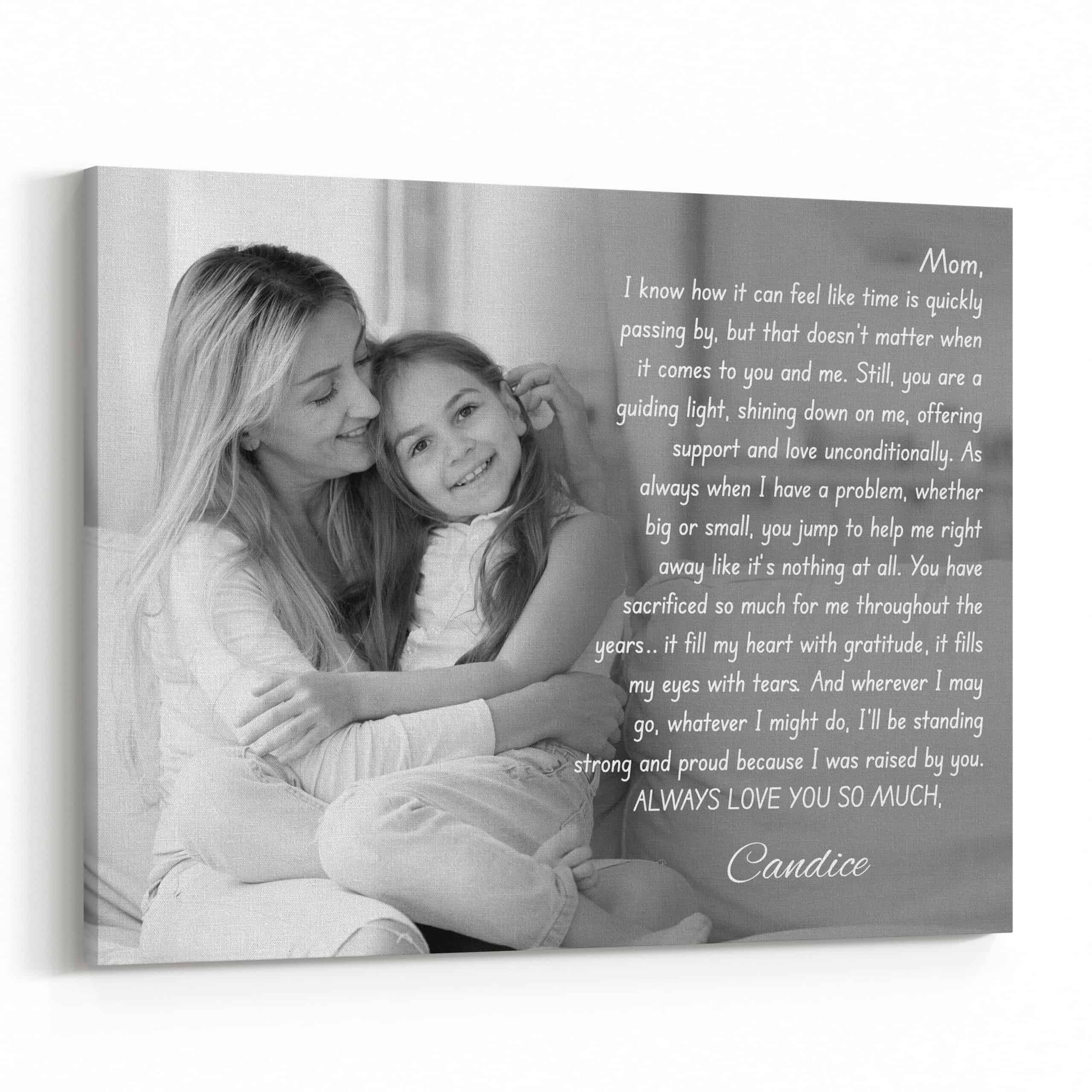 Mom Poem Custom Black and White Photo Canvas Print | 365Canvas