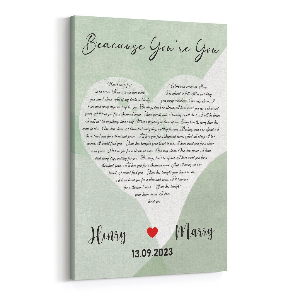 Golden Custom Song Lyrics Photo Canvas Print | 365Canvas