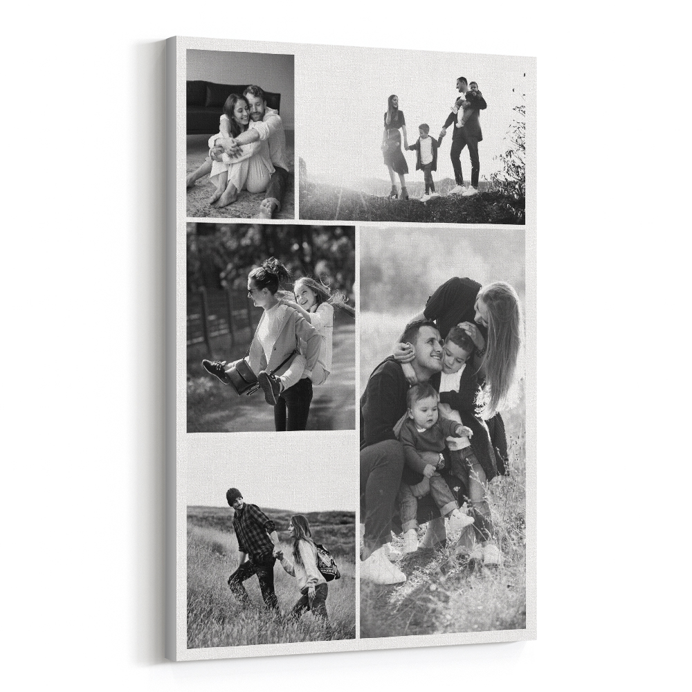 Vertical Montage Collage Custom - Black and White Canvas Print | 365Canvas
