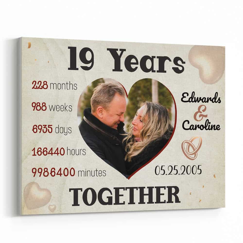 19 Years Anniversary Letter Art Counting Canvas Print | 365Canvas